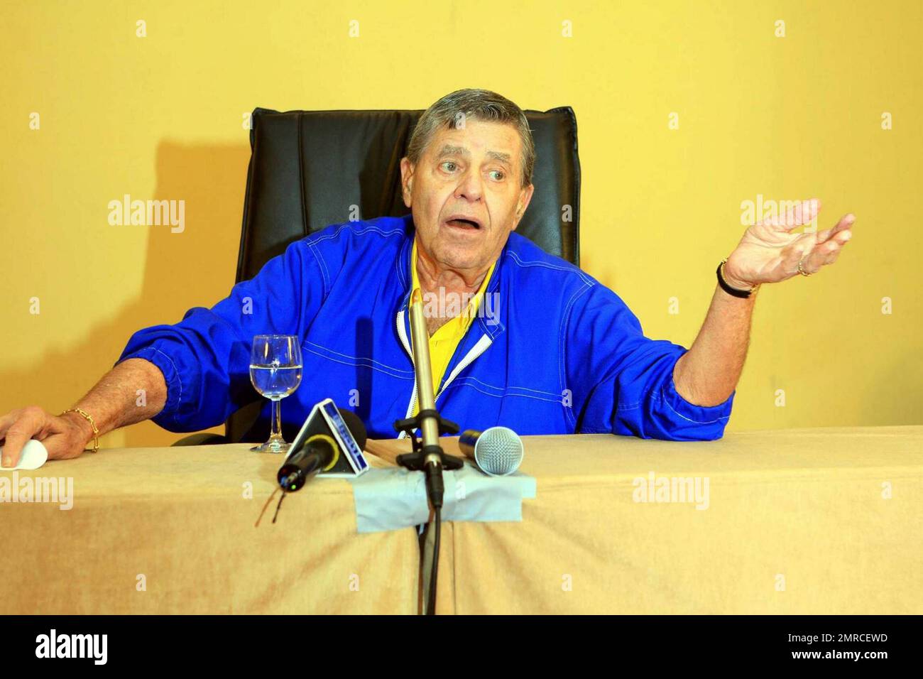 Legendary actor and comedian Jerry Lewis gives a press conference after ...