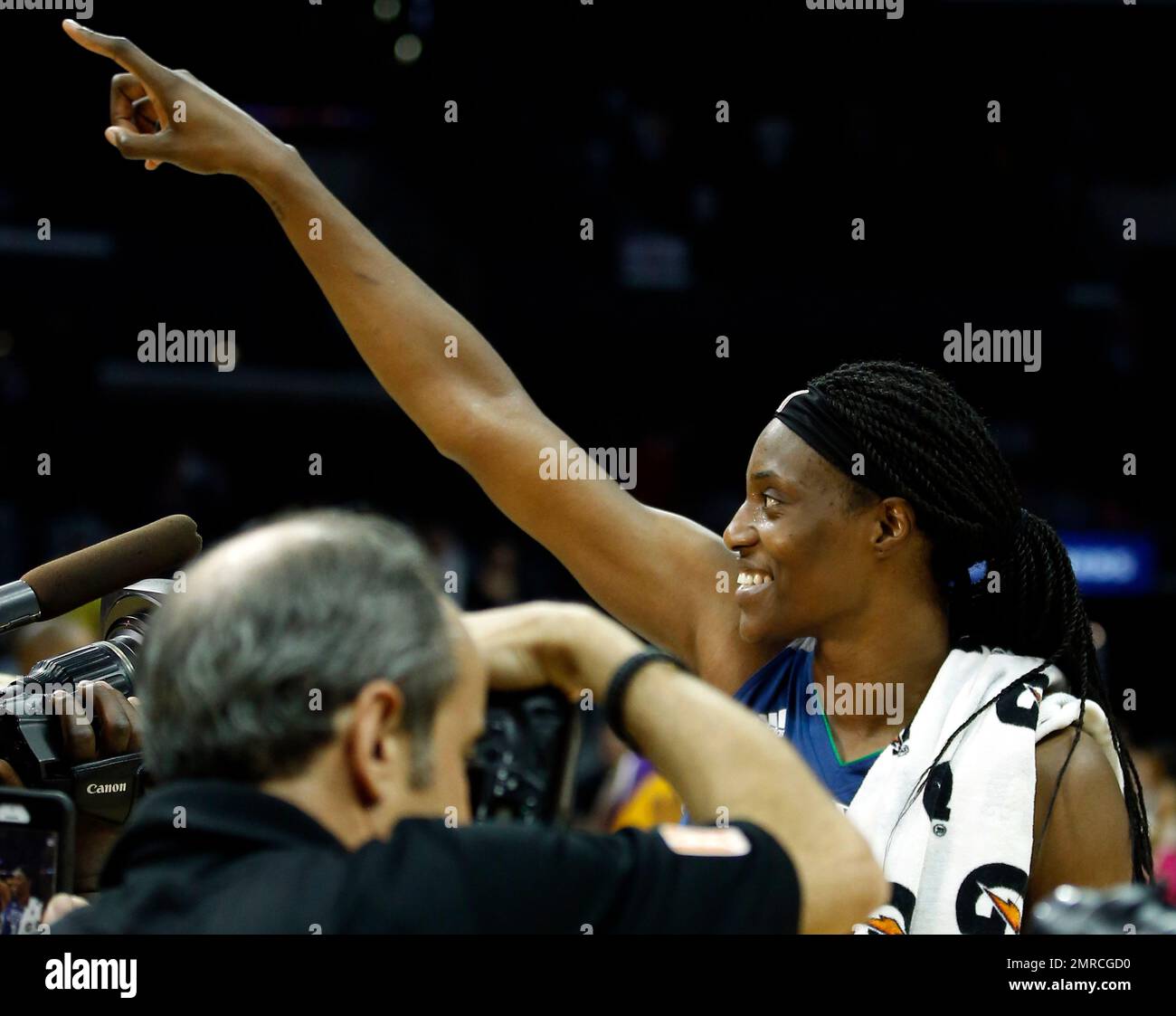 Minnesota Lynx center Sylvia Fowles points after the Lynx defeated the ...