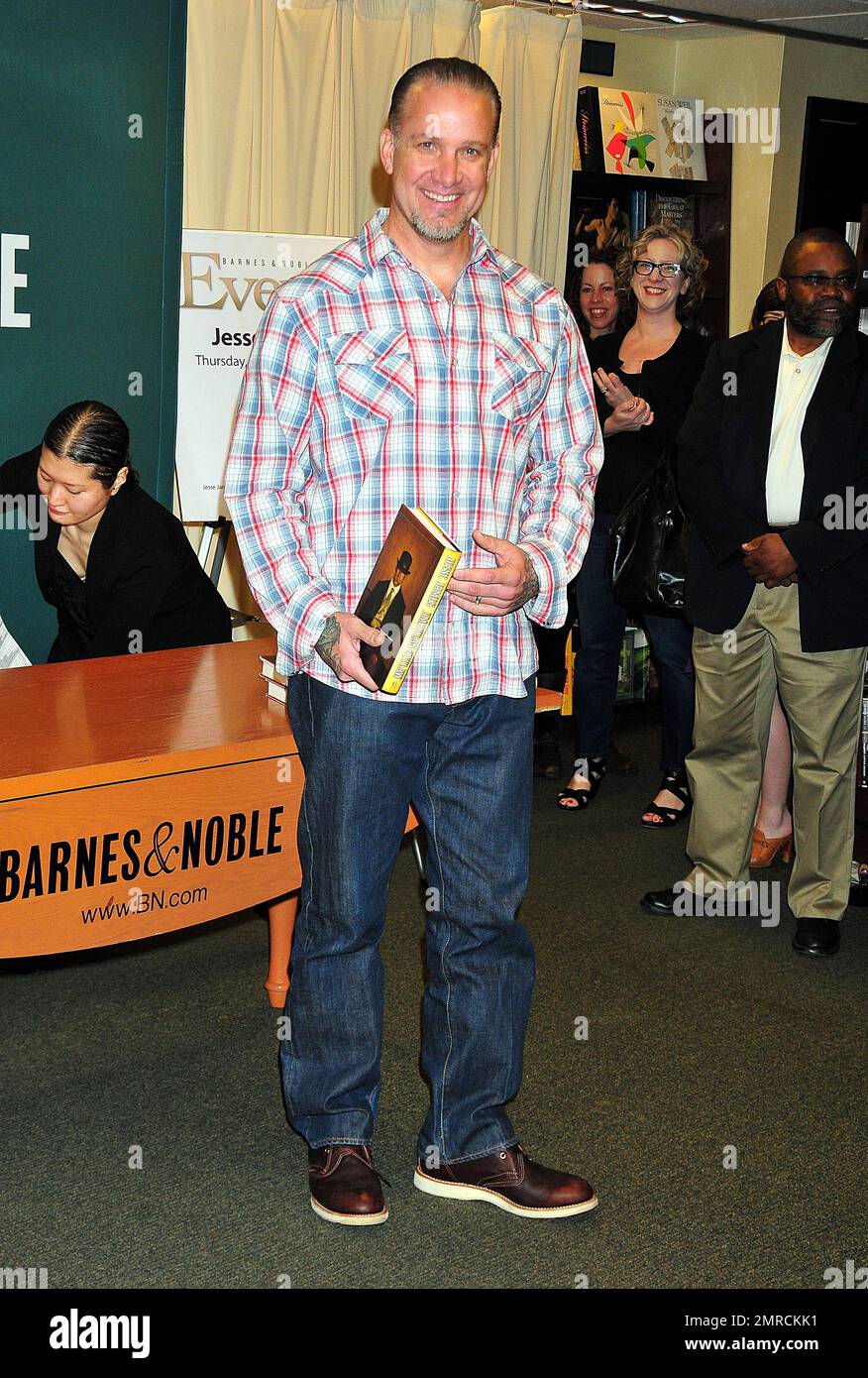 Jesse James signs copies of his new book "American Outlaw" at Barnes ...