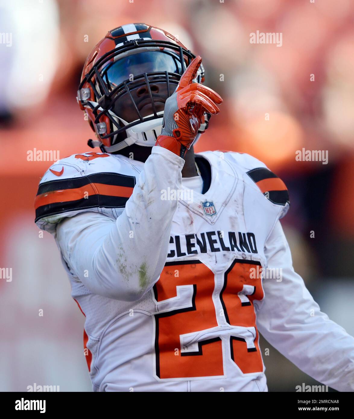 Cleveland Browns running back Duke Johnson celebrates a 1-yard ...