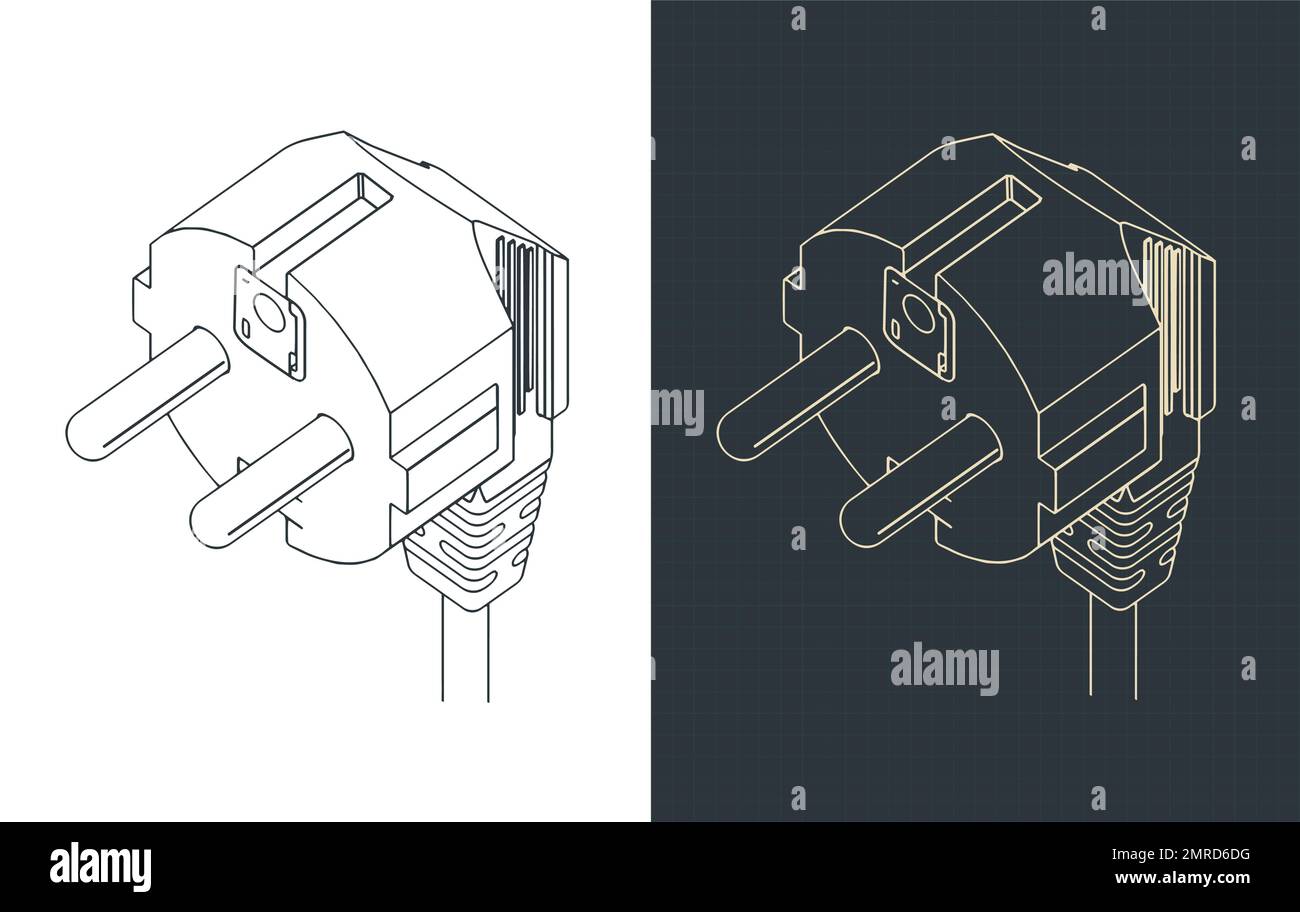 Stylized vector illustrations of isometric blueprints of European power ...