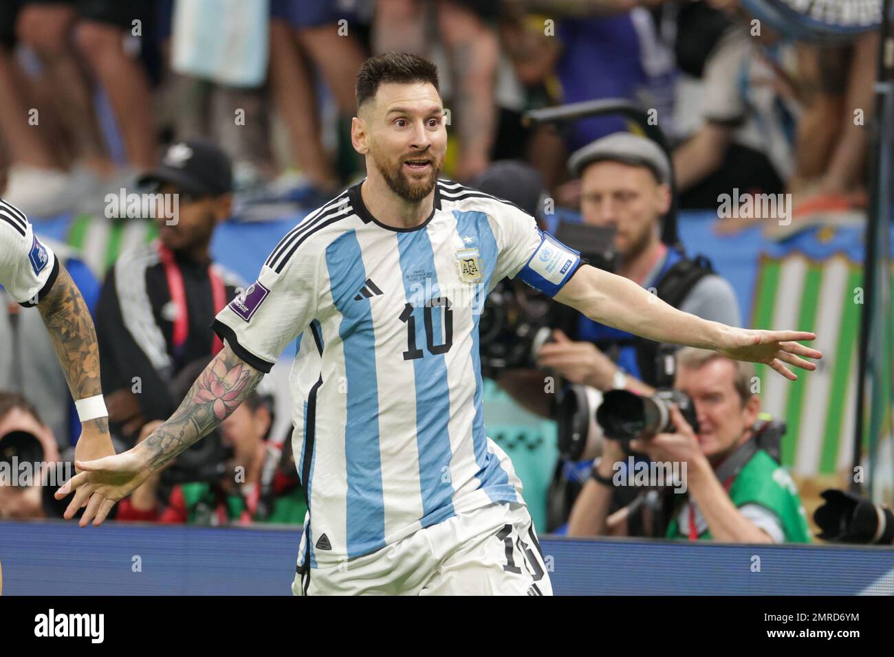 Lionel Messi (Argentina) celebrates a goal during the FIFA World Cup ...