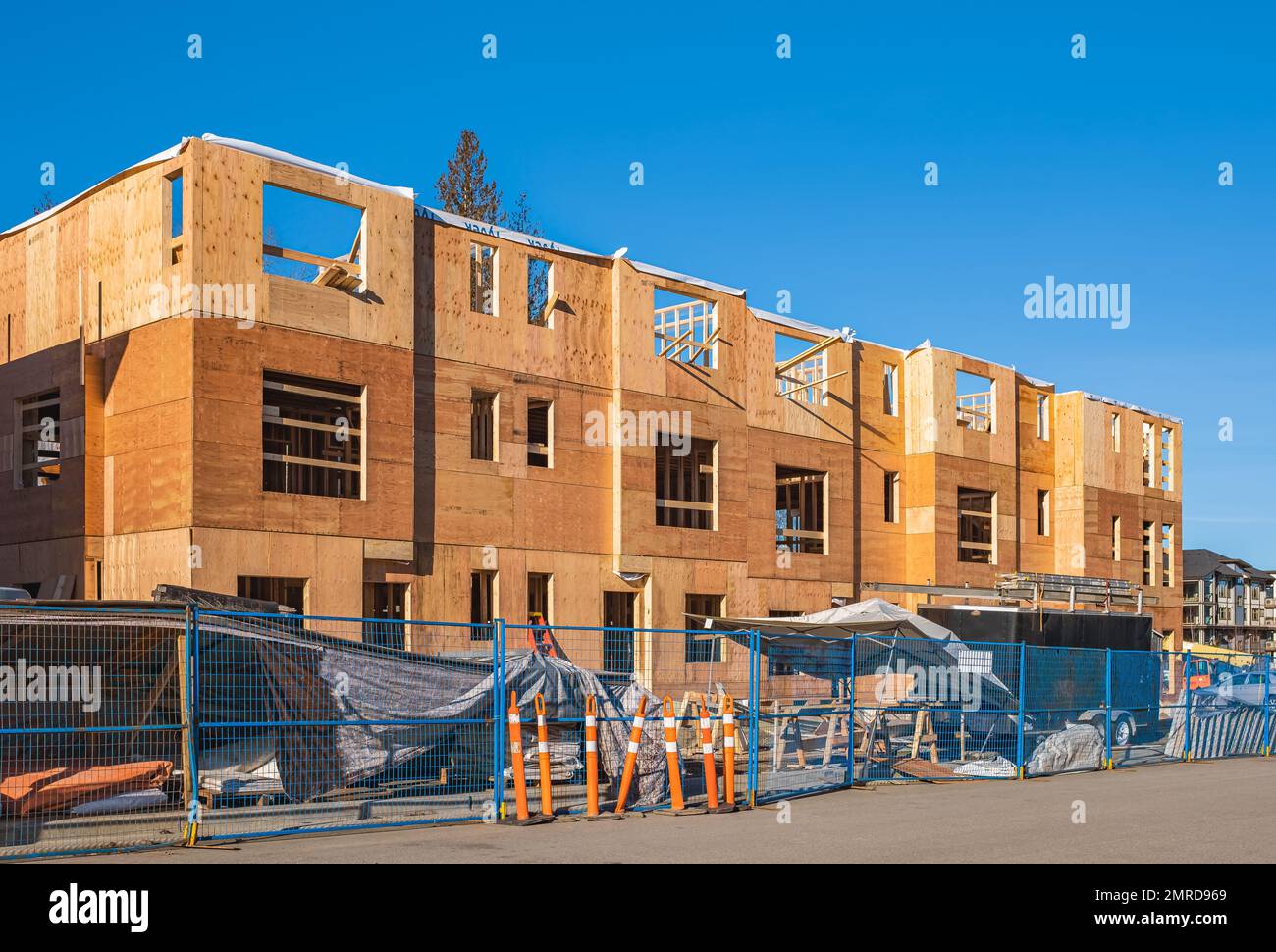 New low-rise apartments building construction. Housing construction in ...