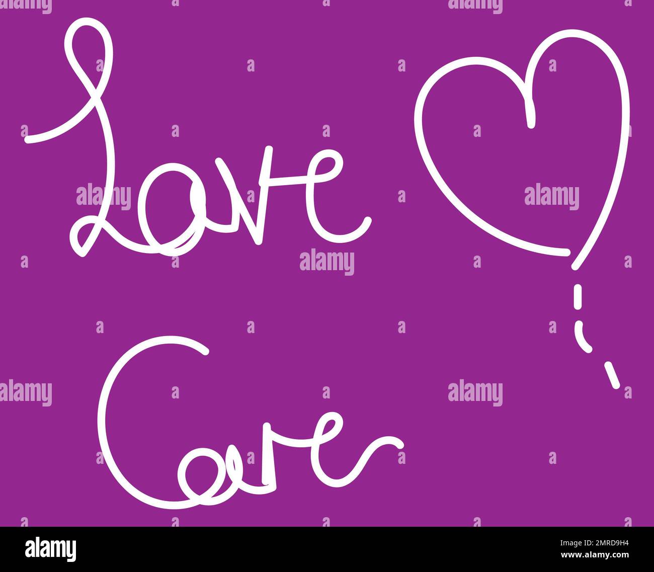Love and care words, dark pink background, love and care calligraphy ...