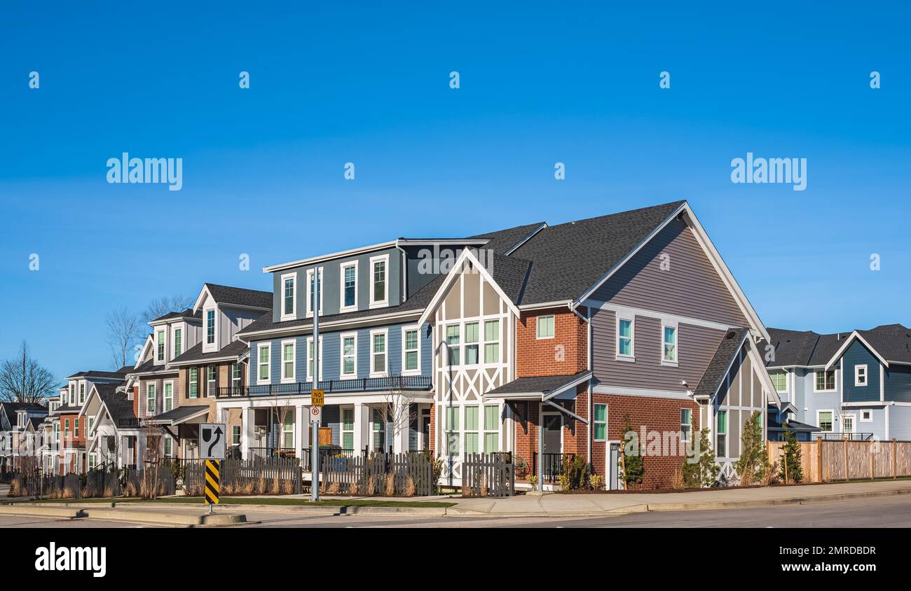 Residential townhouses. Modern apartment buildings in BC Canada. Modern ...
