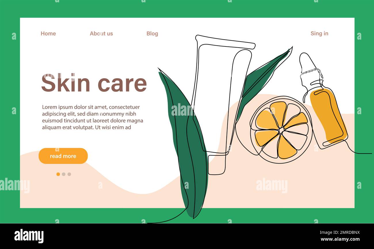 Skin care concept. Landing page template. Morning routine. Bath time ...