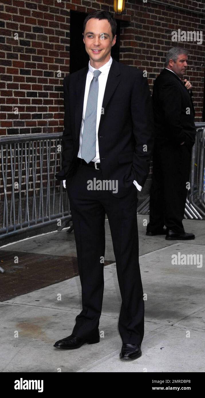 Actor Jim Parsons arrives for an appearance on the "Late Show with ...