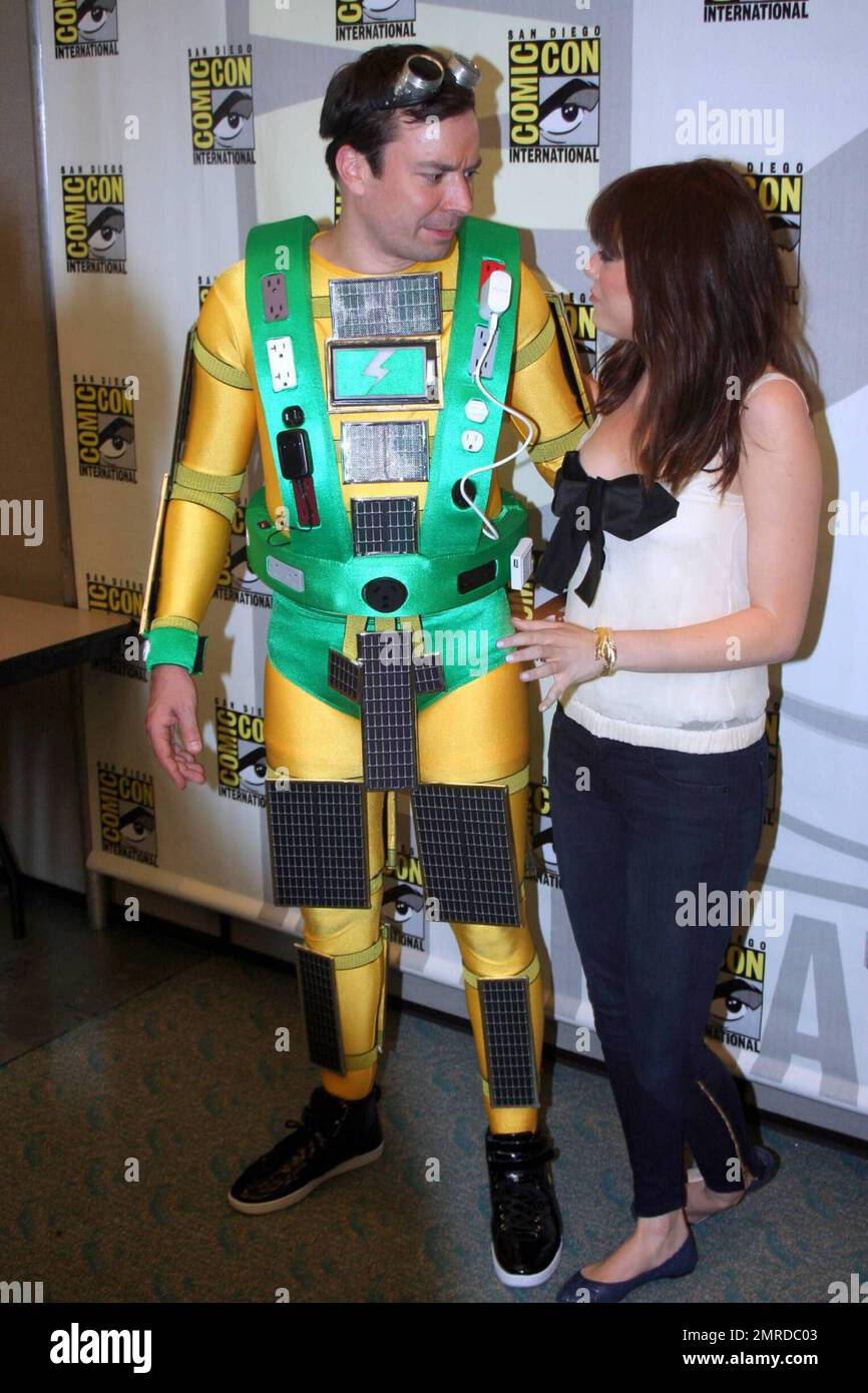 TV host and comedian Jimmy Fallon attends Comic-Con San Diego wearing a ...