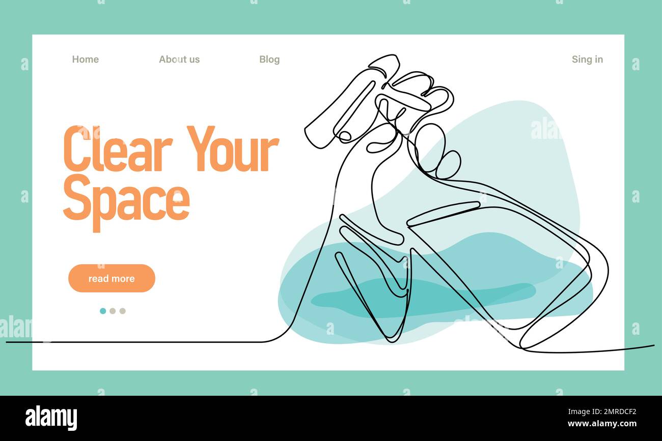 Continuous one line drawing of hand wearing rubber gloves cleaning ...