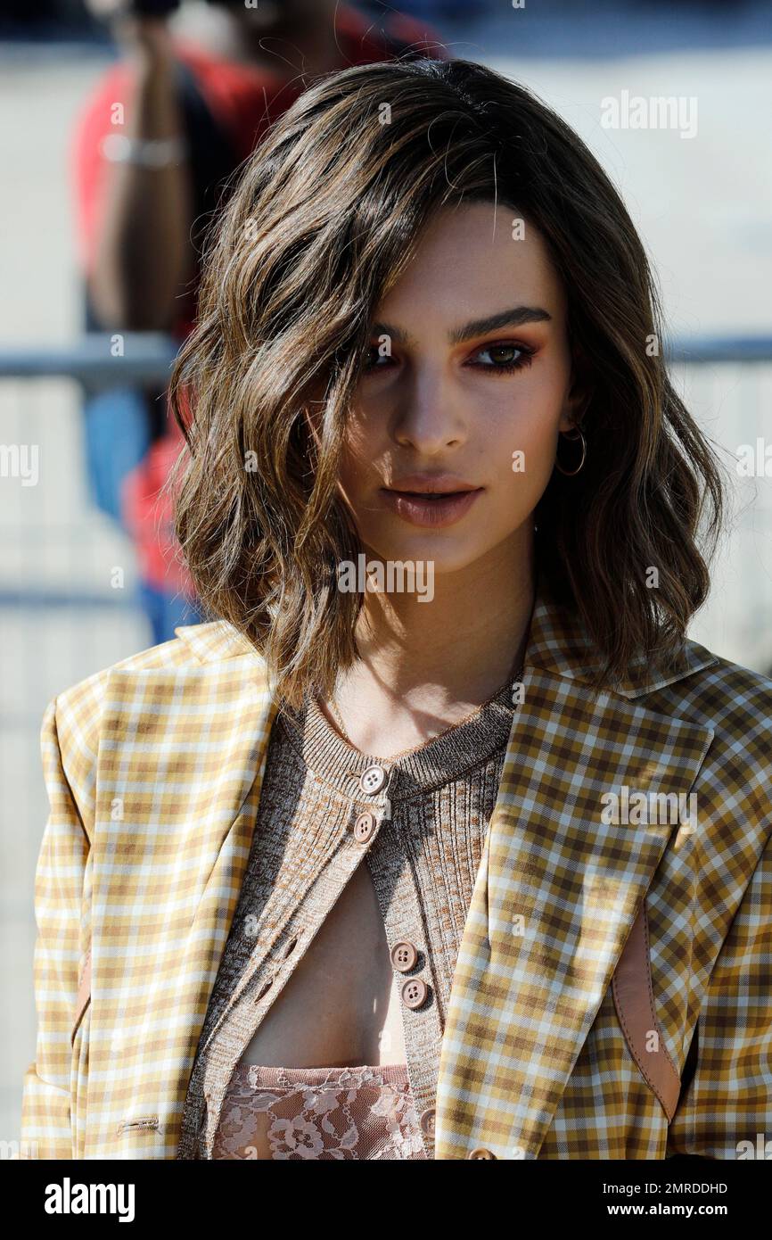 Actress and model Emily Ratajkowski poses before Nina Ricci Spring ...