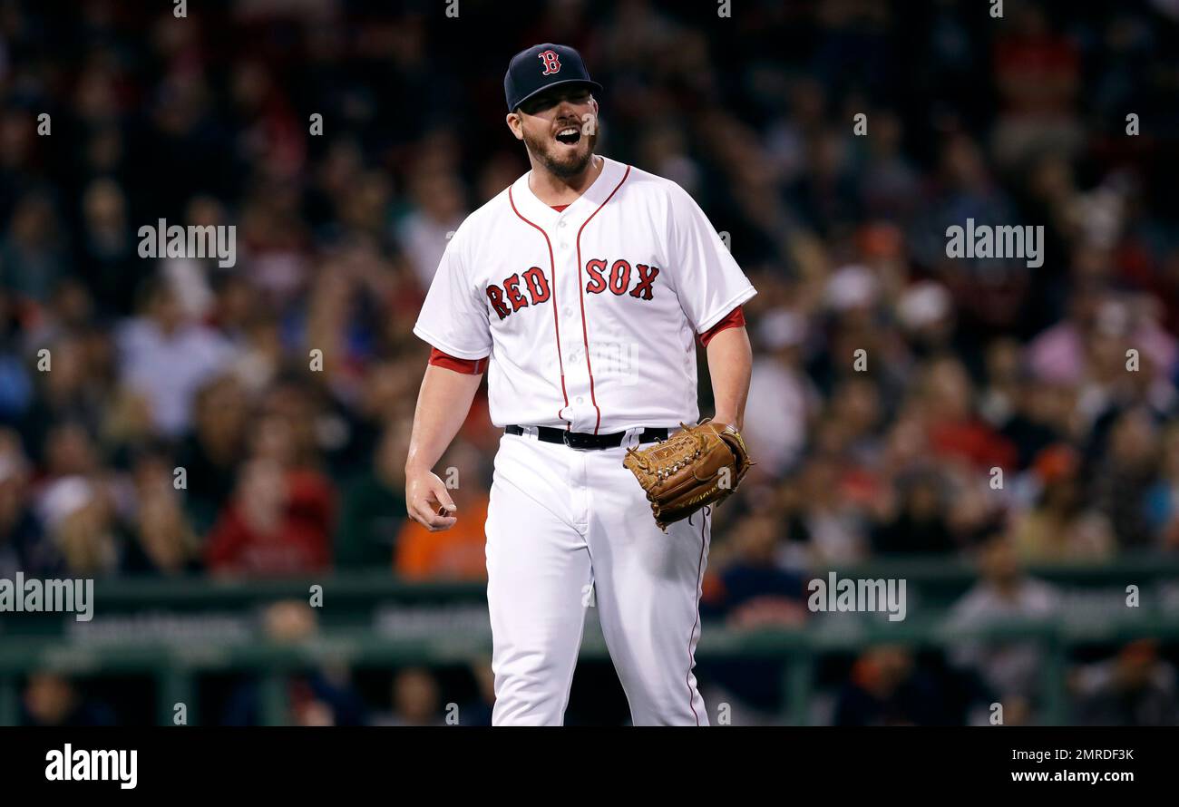 Boston Red Sox relief pitcher Austin Maddox during the sixth inning of ...