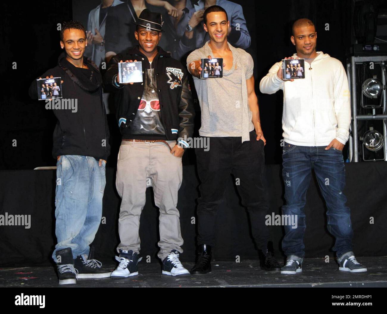 Pop foursome JLS meet fans and sign copies of their new album "Outta This World" at Heaven. The ...