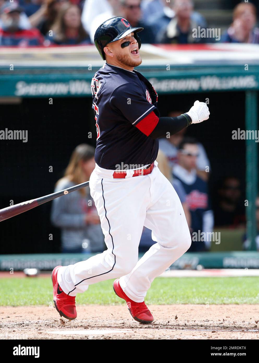 Cleveland Indians' Roberto Perez hits a two run home run off Minnesota ...