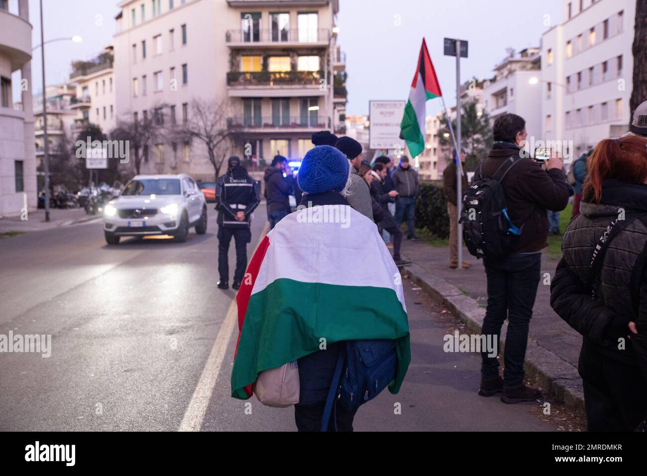 Rome, Italy. 31st Jan, 2023. A protest near the Israeli Embassy ...