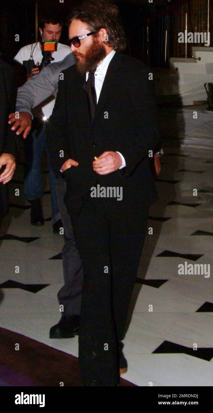 Exclusive!! Joaquin Phoenix arrives for a live performance that ended ...