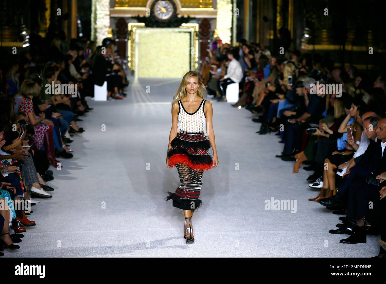 EDS NOTE NUDITY Model Natasha Poly wears a creation for Balmain Spring ...