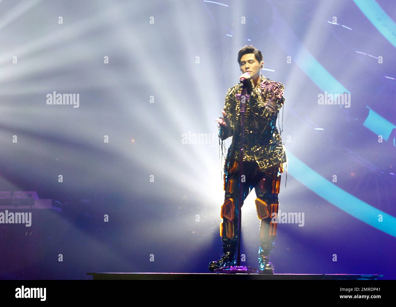 Famed Taiwanese singer Jay Chou performs during his concert "The ...
