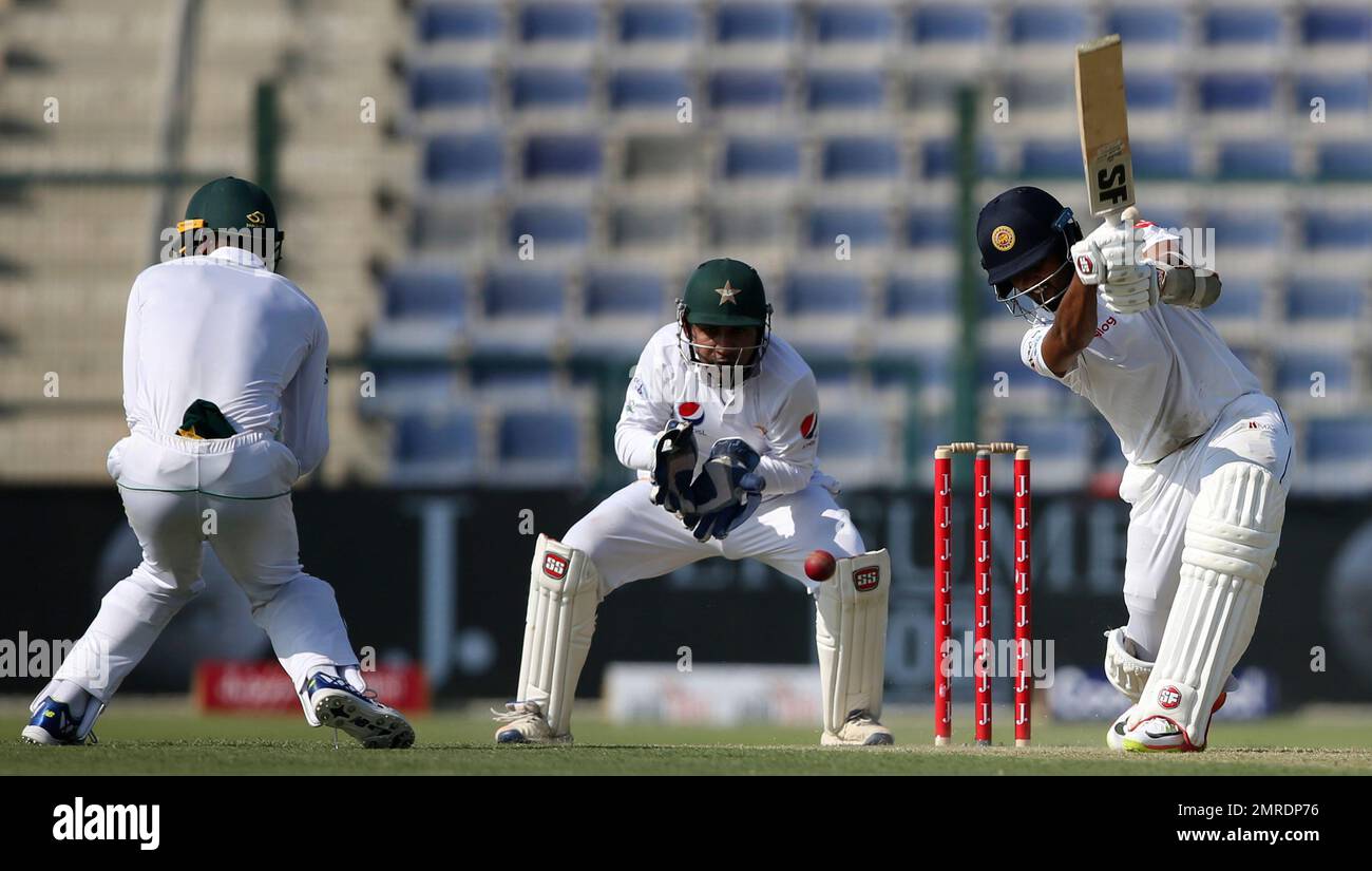 Sri Lanka's batsman Dinesh Chandimal plays a shot during their 1st Test ...