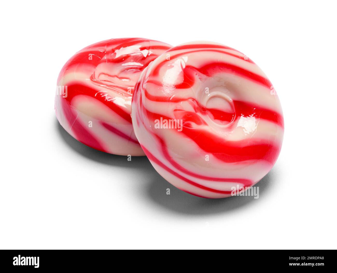 Two Round Peppermint Candies Cut Out on White Stock Photo - Alamy