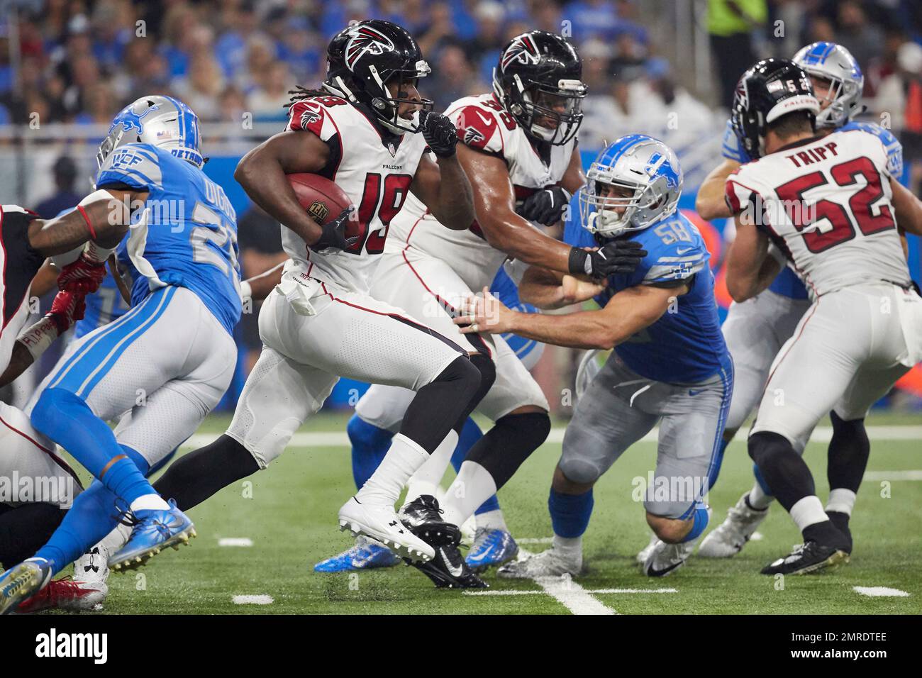 Atlanta Falcons wide receiver Andre Roberts (19) runs the ball on a ...