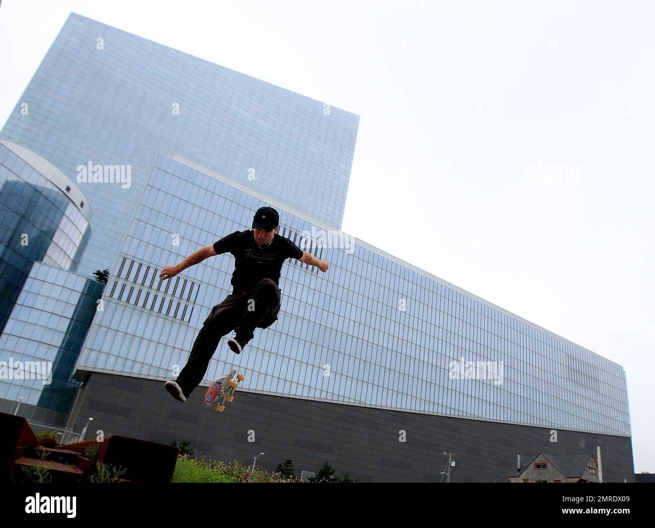 Stephen Carty, of Hamilton, N.J., leaps on his skateboard from a steel ...