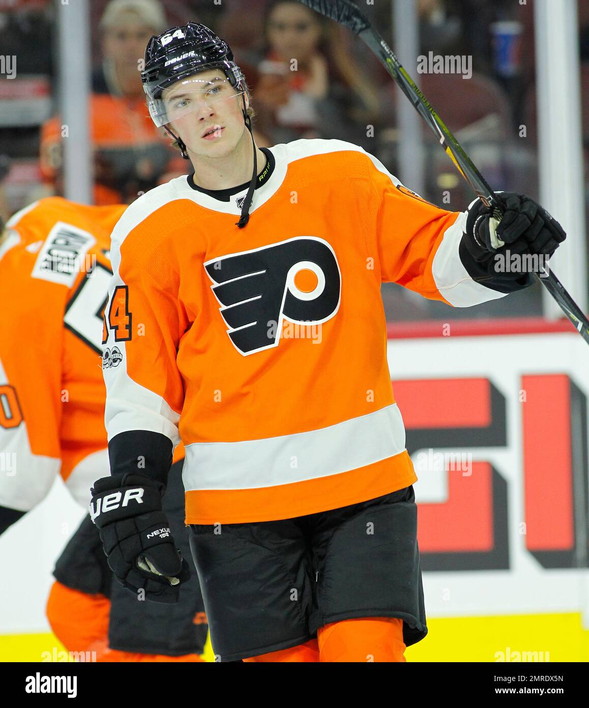 Philadelphia Flyers' Nolan Patrick before the start of a preseaon NHL ...