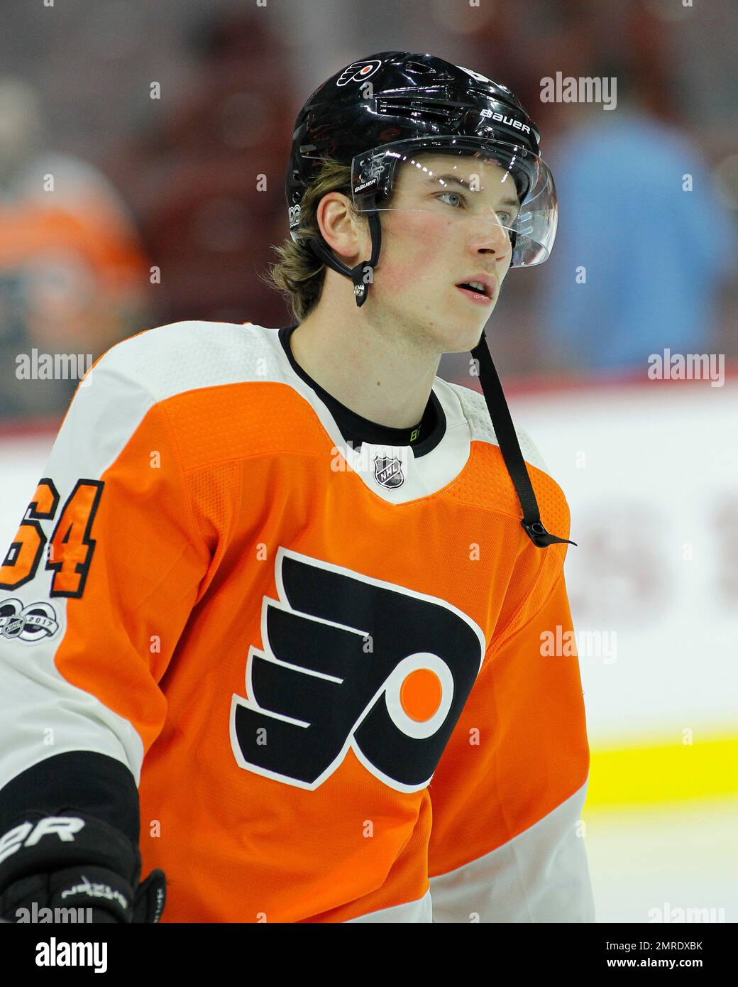 Philadelphia Flyers' Nolan Patrick before the start of a preseaon NHL ...