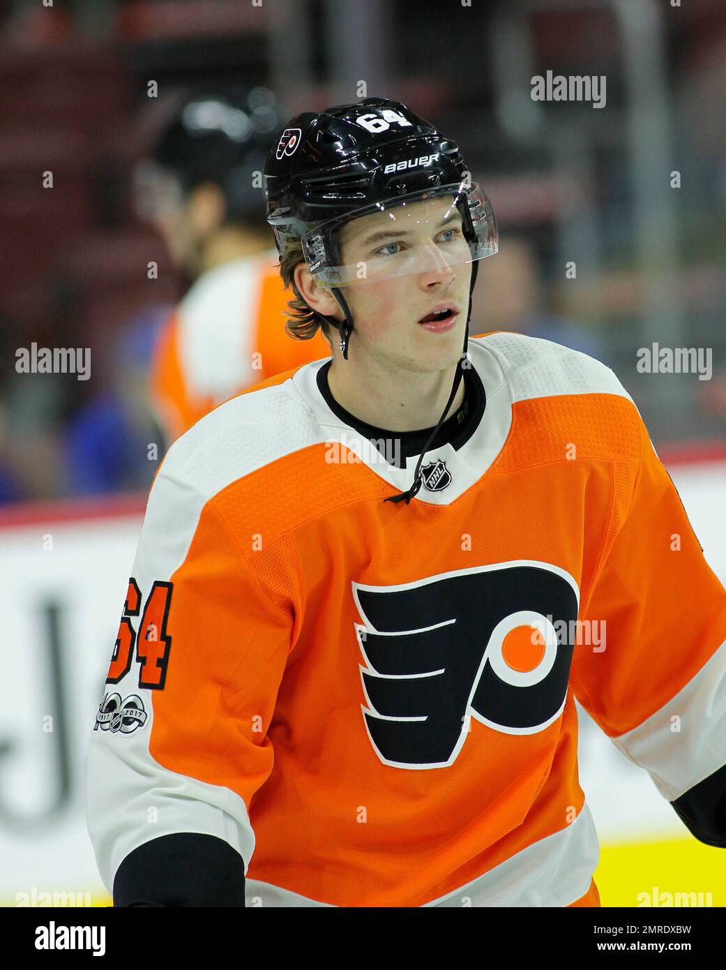Philadelphia Flyers' Nolan Patrick before the start of a preseaon NHL ...