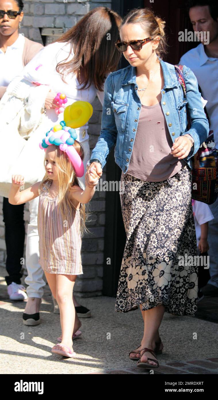 Jennifer Meyer and daughter Ruby Sweetheart Maguire leave Joel Silver's ...