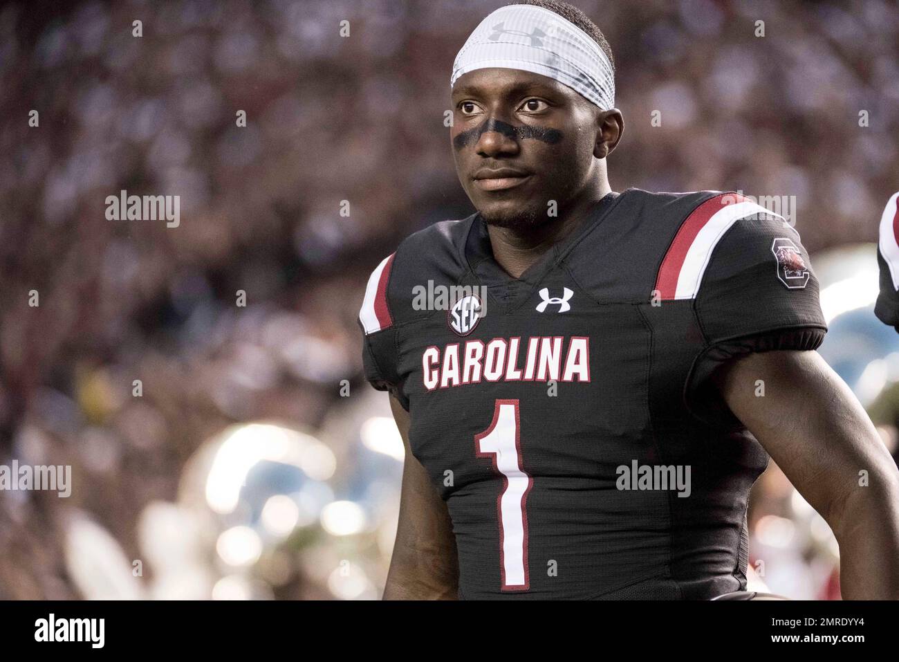 South Carolina wide receiver Deebo Samuel (1) prepares for the coin ...
