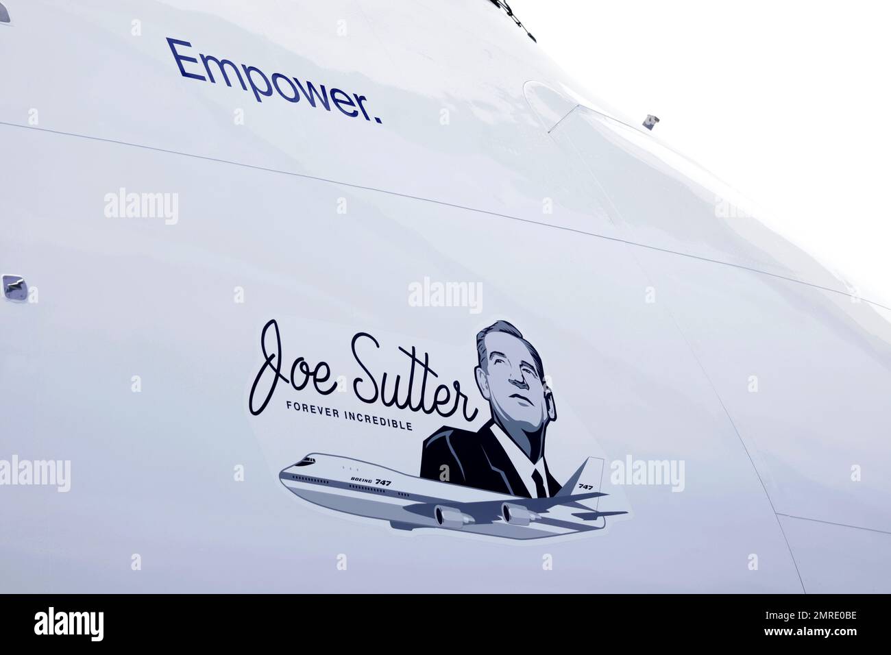 An illustration on the side of the final Boeing 747 commemorates Joe ...