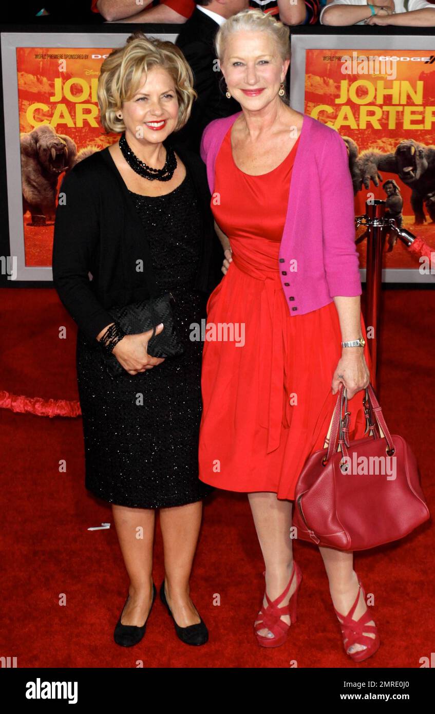 Dame Helen Mirren (R) with costume designer Mayes Rubeo attending the ...