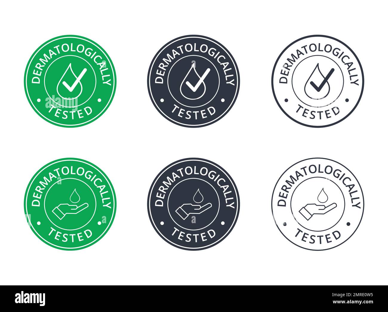 Set of Dermatollogically symbols. Concept of packaging and regulations ...