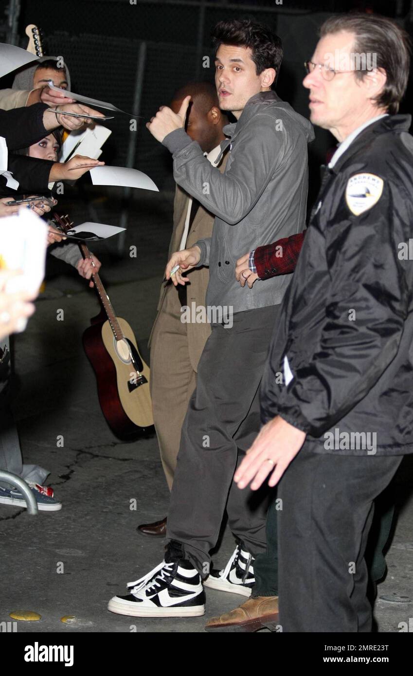 EXCLUSIVE!! John Mayer rehearses for an appearance on Jimmy Kimmel live ...