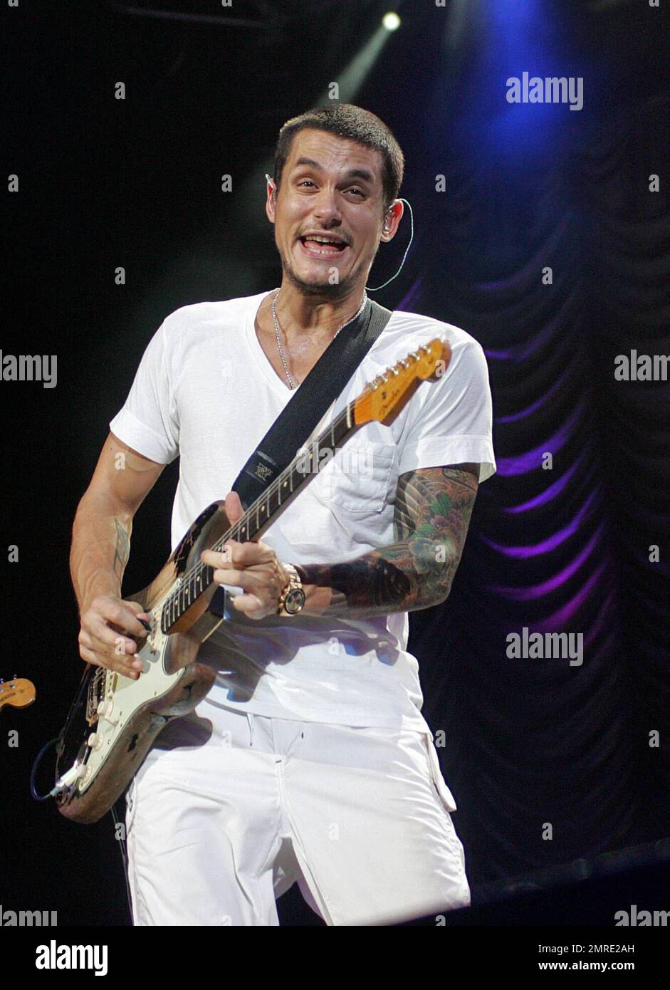 Singer John Mayer performs in concert at the Cruzan Amphitheatre in ...