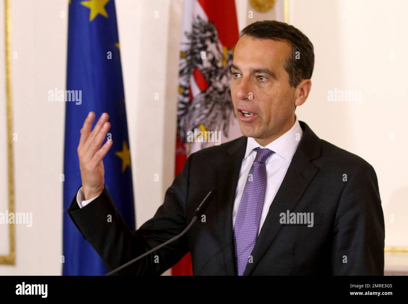 Austrian Chancellor Christian Kern speaks to the media at the federal ...