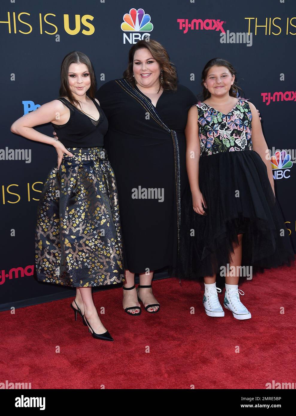 Hannah Zeile, from left, Chrissy Metz and Mackenzie Hancsicsak arrive ...