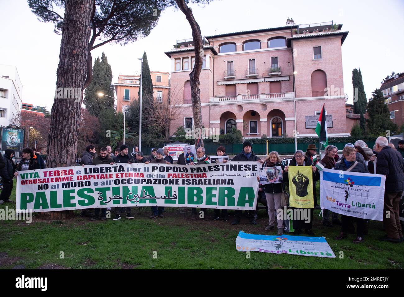 A protest near the Israeli Embassy organizes by the Palestinian ...