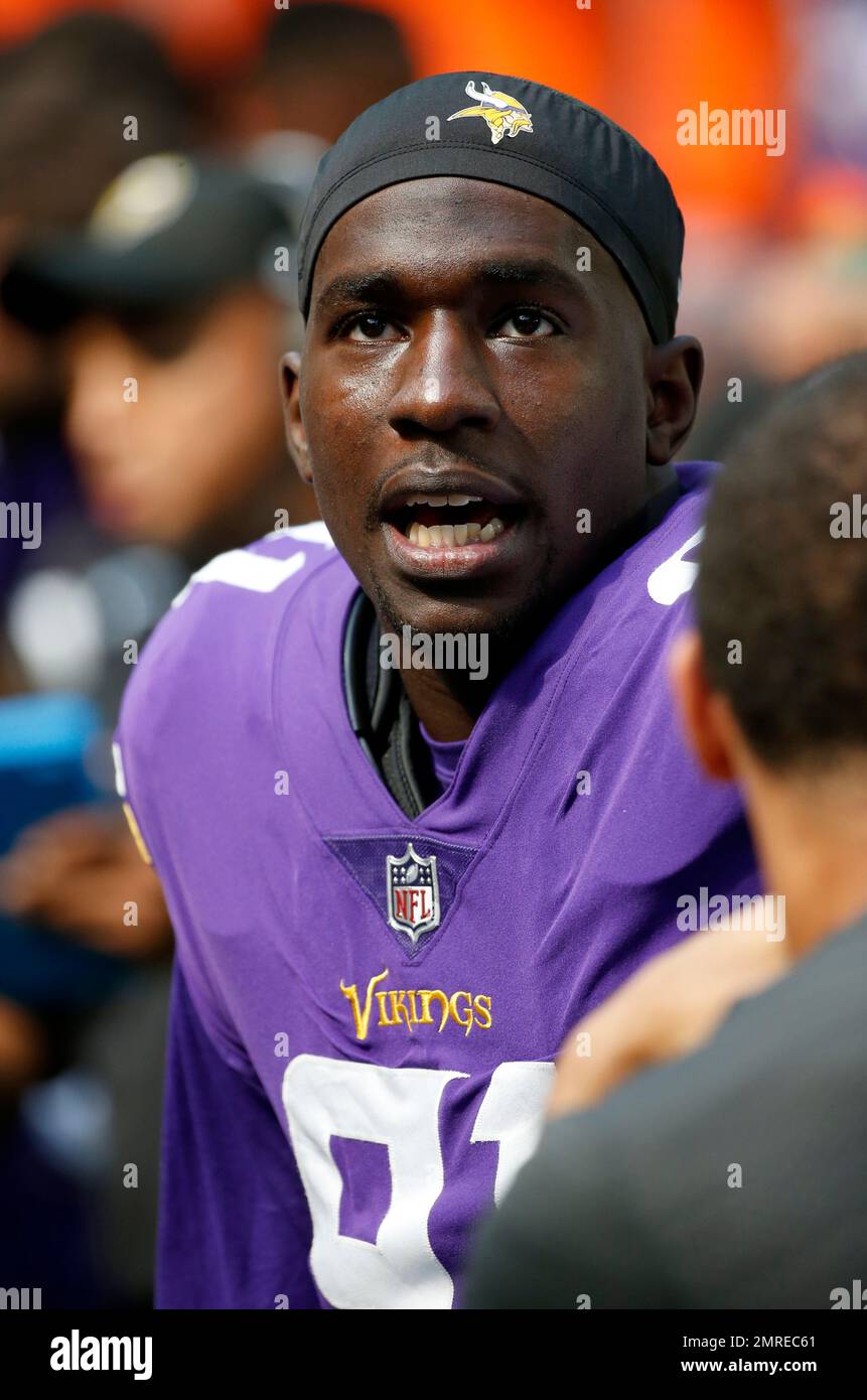 Minnesota Vikings defensive end Stephen Weatherly sits on the bench ...