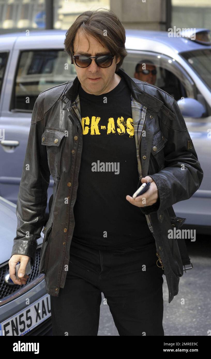 TV and radio presenter Jonathan Ross arrives at the BBC wearing a "Kick ...