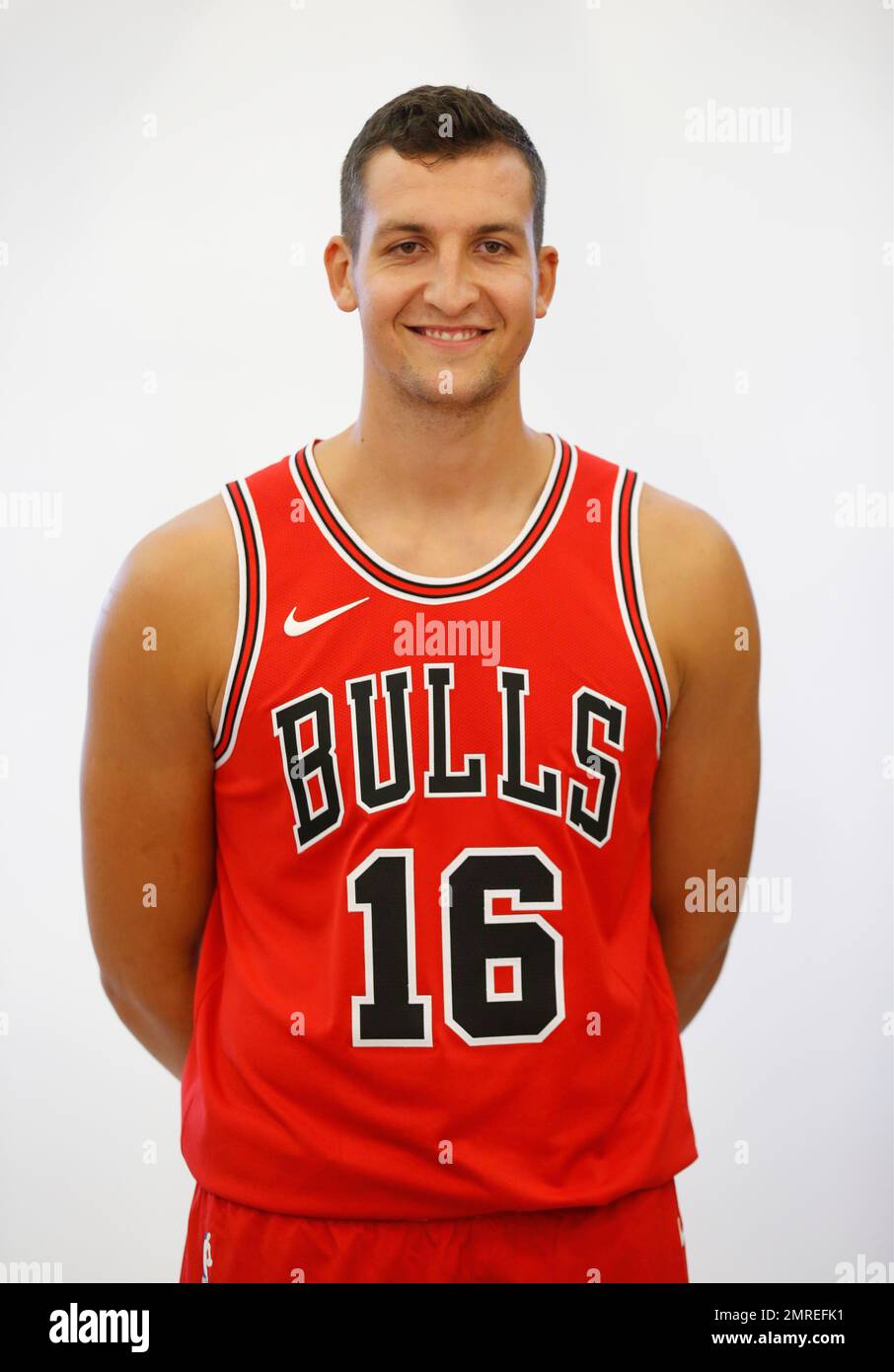Chicago Bulls' Paul Zipser poses for a portrait during media day for ...