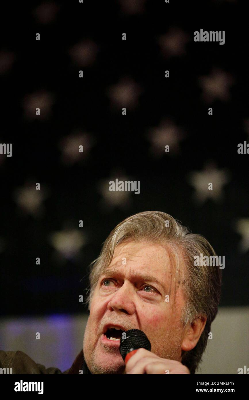 Former White House strategist Steve Bannon speaks at a rally for U.S ...