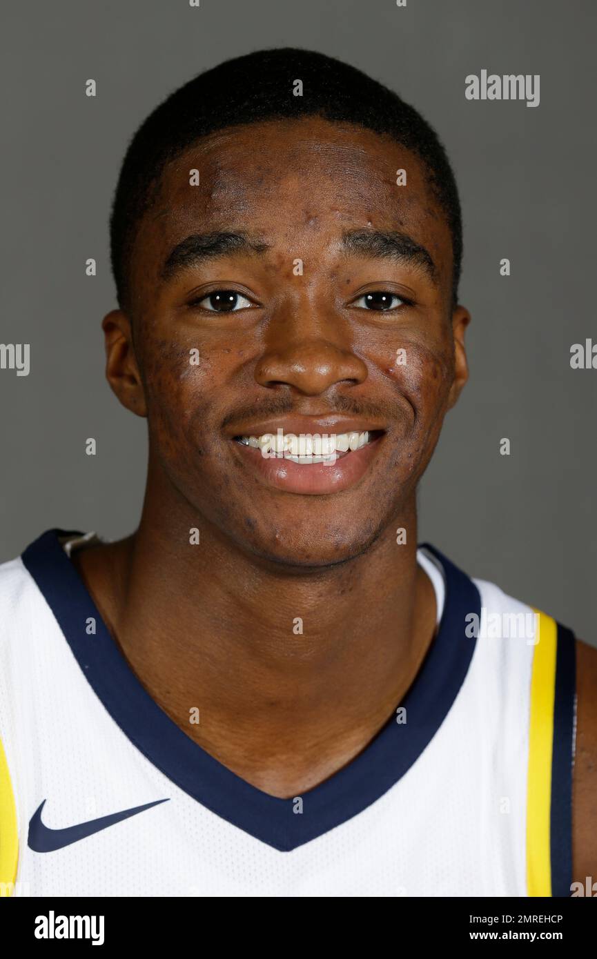Indiana Pacers guard Edmond Sumner poses during the NBA basketball team ...