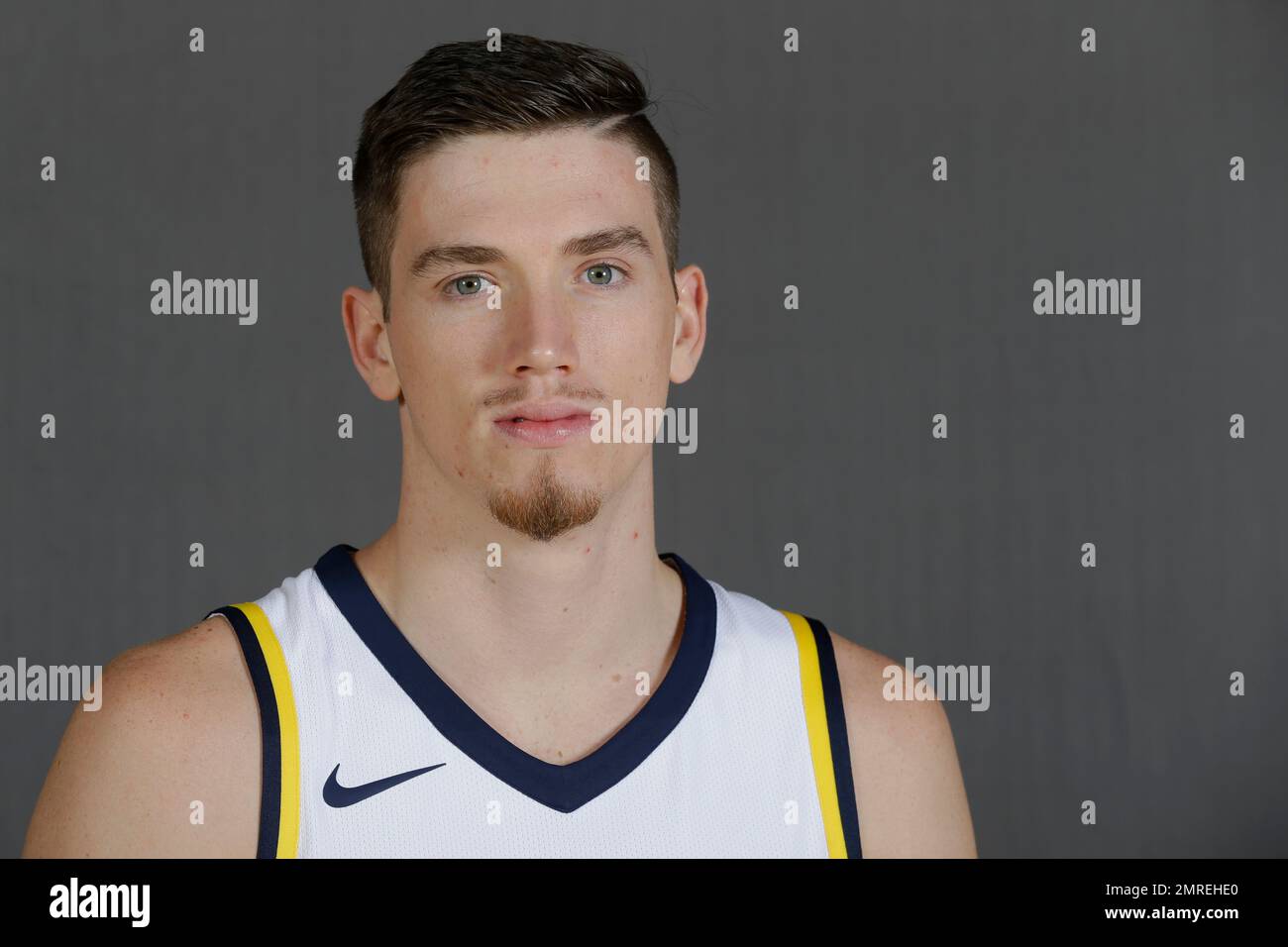 Indiana Pacers forward T.J. Leaf poses during the NBA basketball team's ...