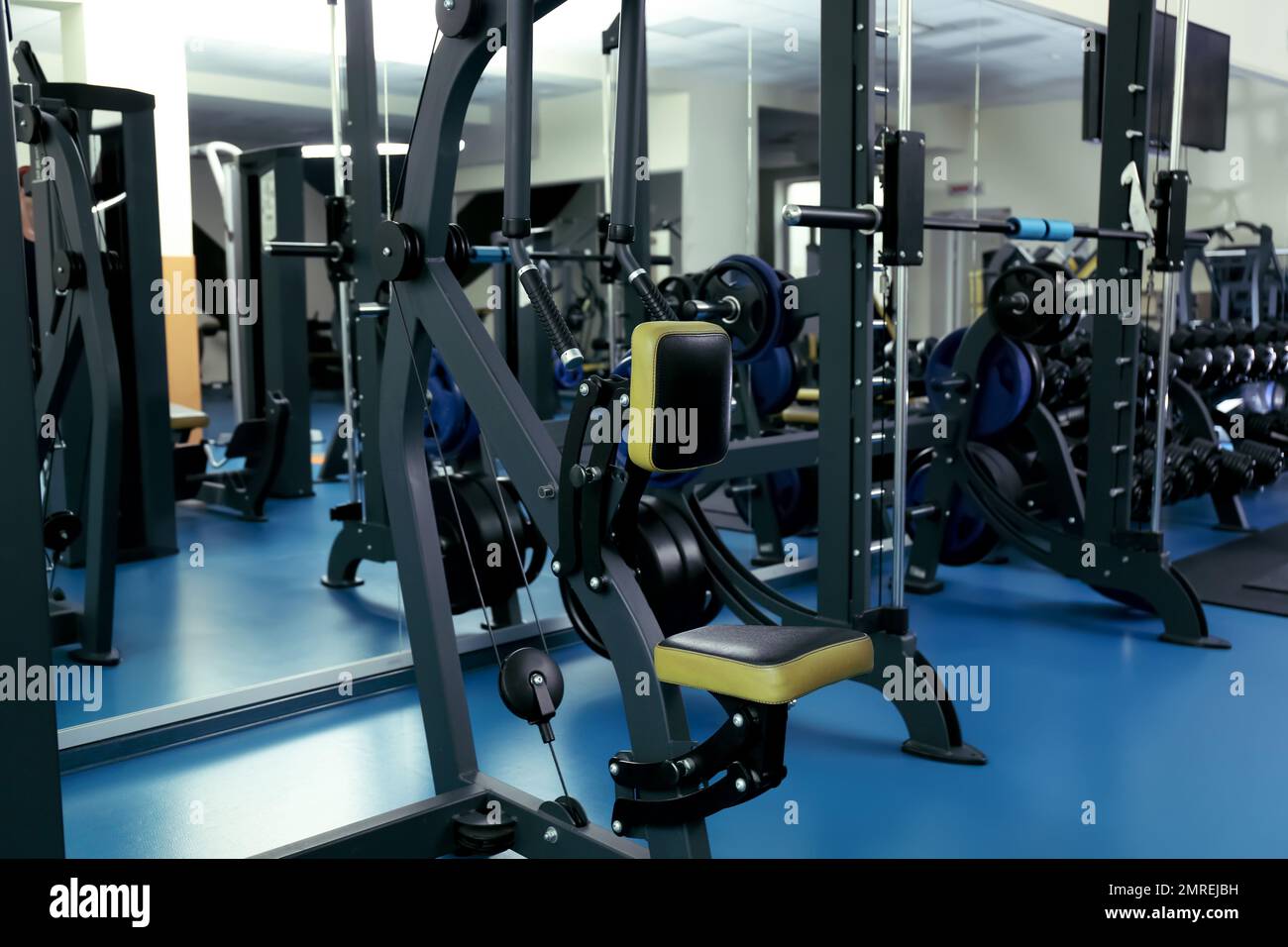 Interior of modern gym with new equipment Stock Photo - Alamy