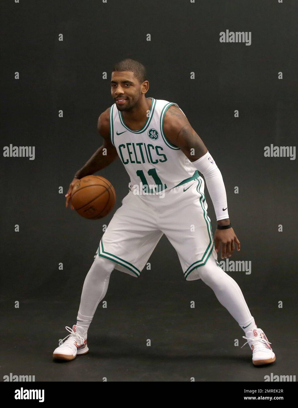 Boston Celtics' Kyrie Irving during a photo shoot at NBA basketball ...