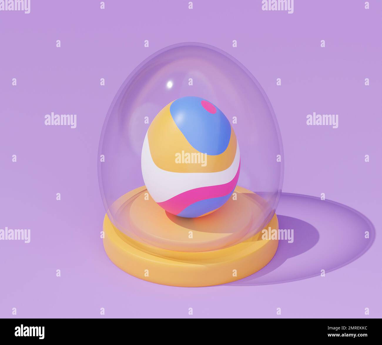 glass easter egg on isometric podium 3d render Stock Photo - Alamy