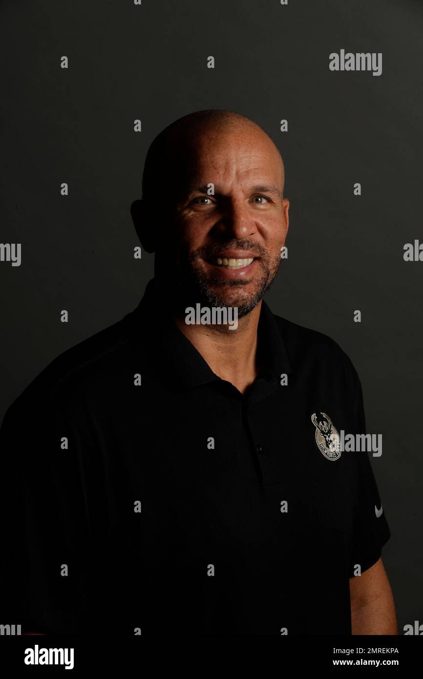 Milwaukee Bucks head coach Jason Kidd poses for photos during NBA ...