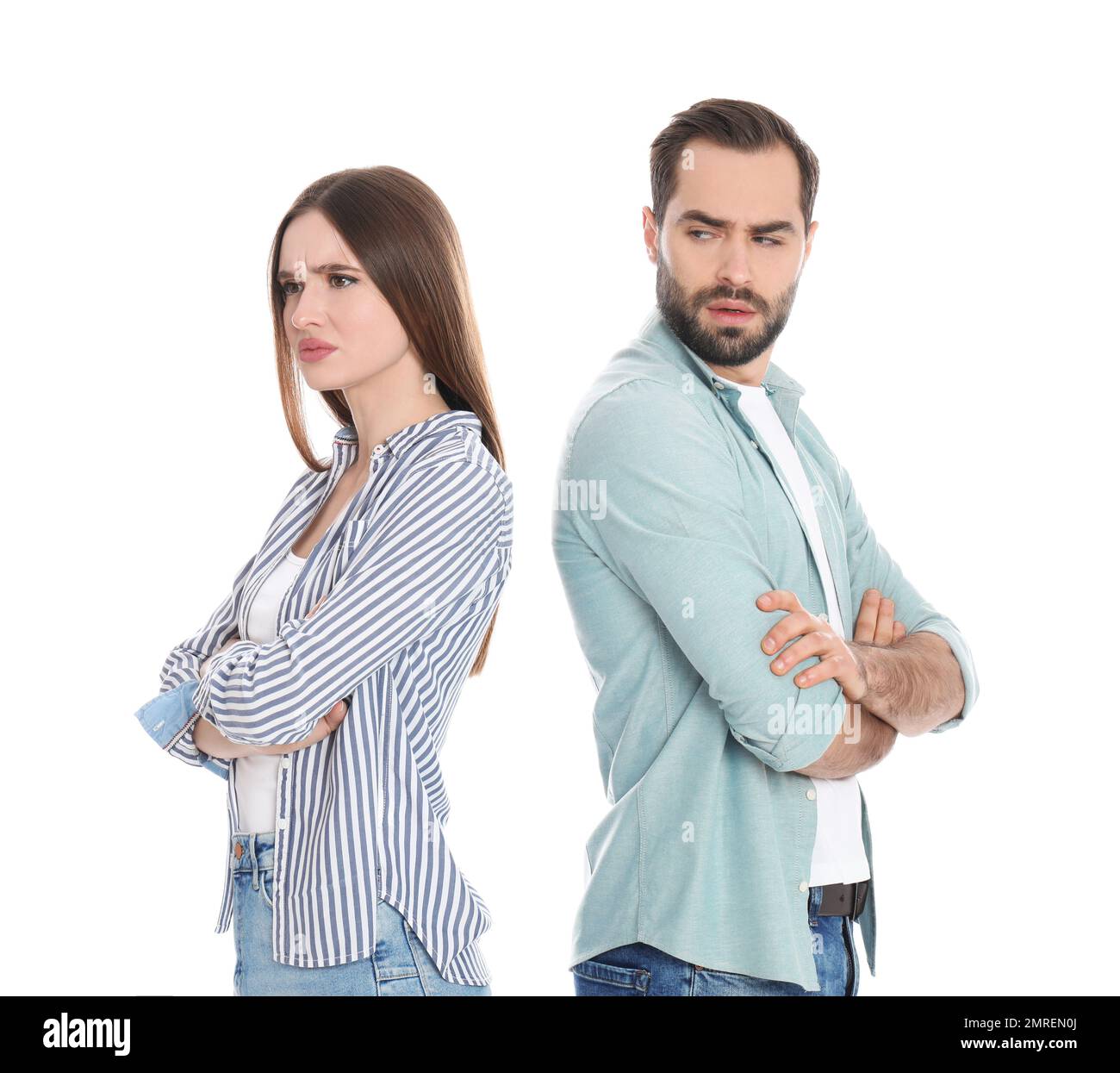 Couple with relationship problems on white background Stock Photo - Alamy