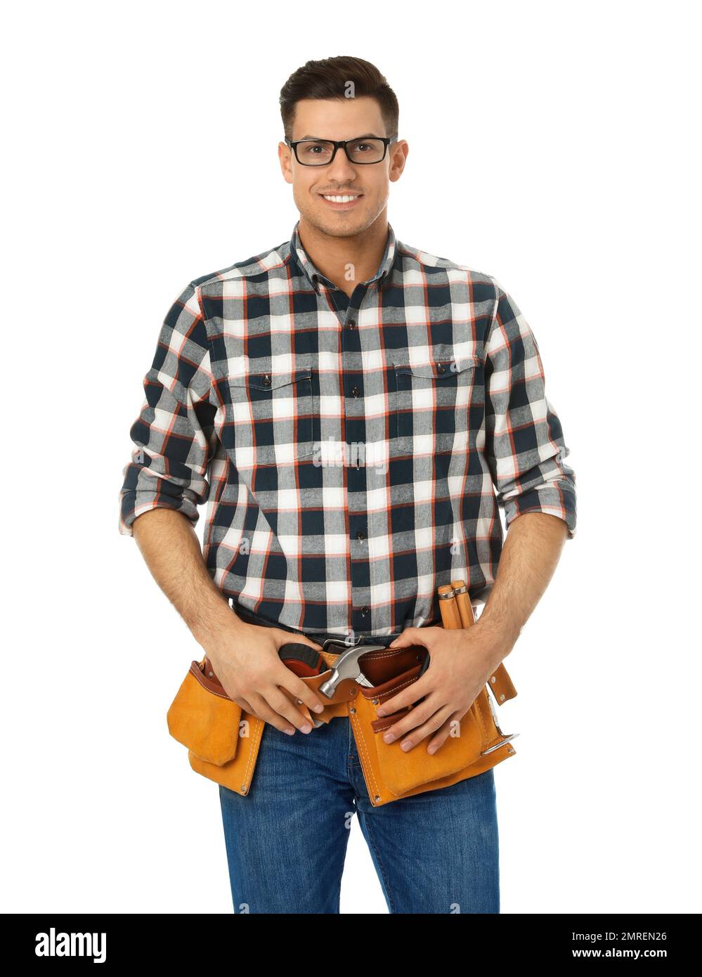 Handsome carpenter tool belt hi-res stock photography and images - Alamy